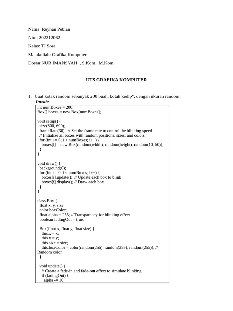 Random Blinking Boxes Code | PDF