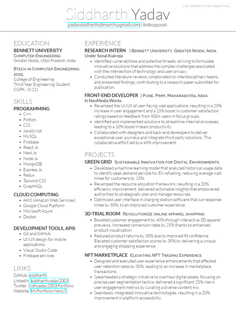 Siddharth Resume Frontend | PDF | Cloud Computing | Amazon Web Services
