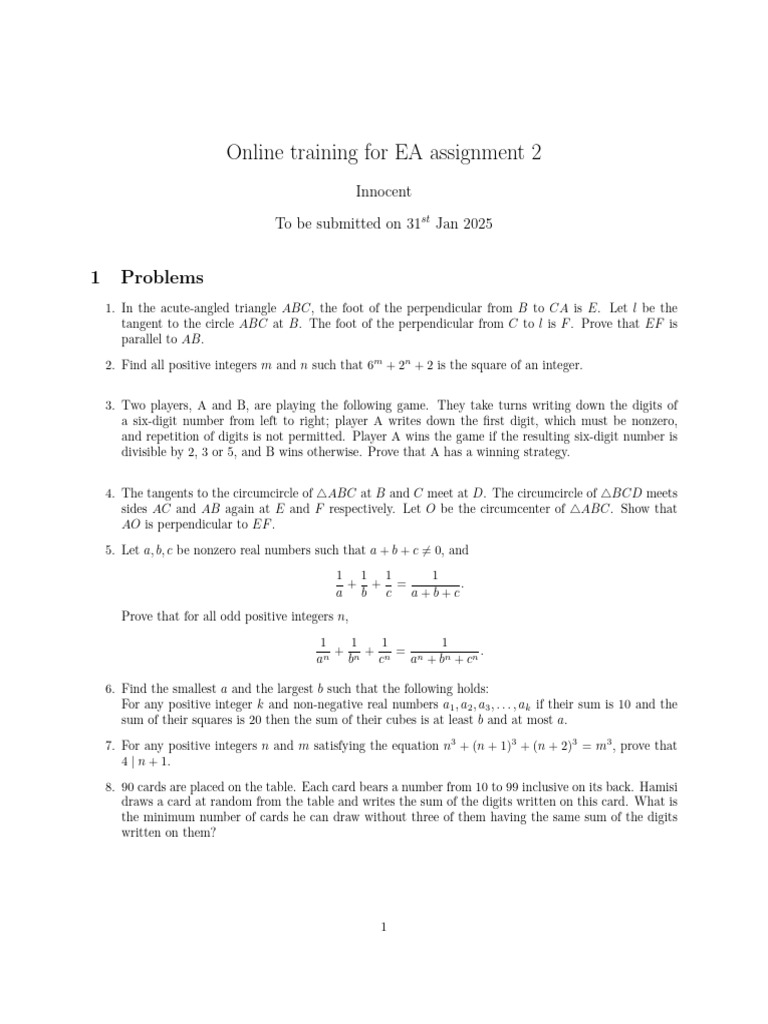 Online Training for EA Assignment | PDF | Elementary Mathematics | Mathematical Objects