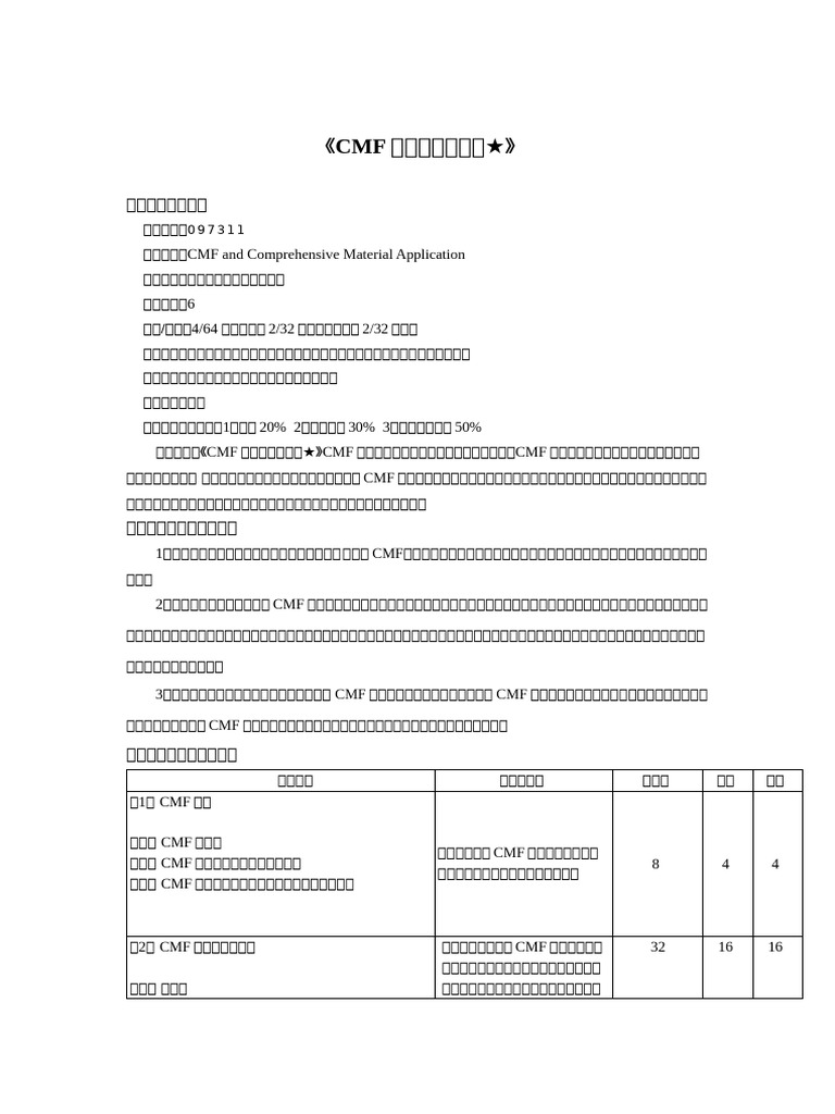 《CMF与综合材料应用》课程教学大纲 | PDF