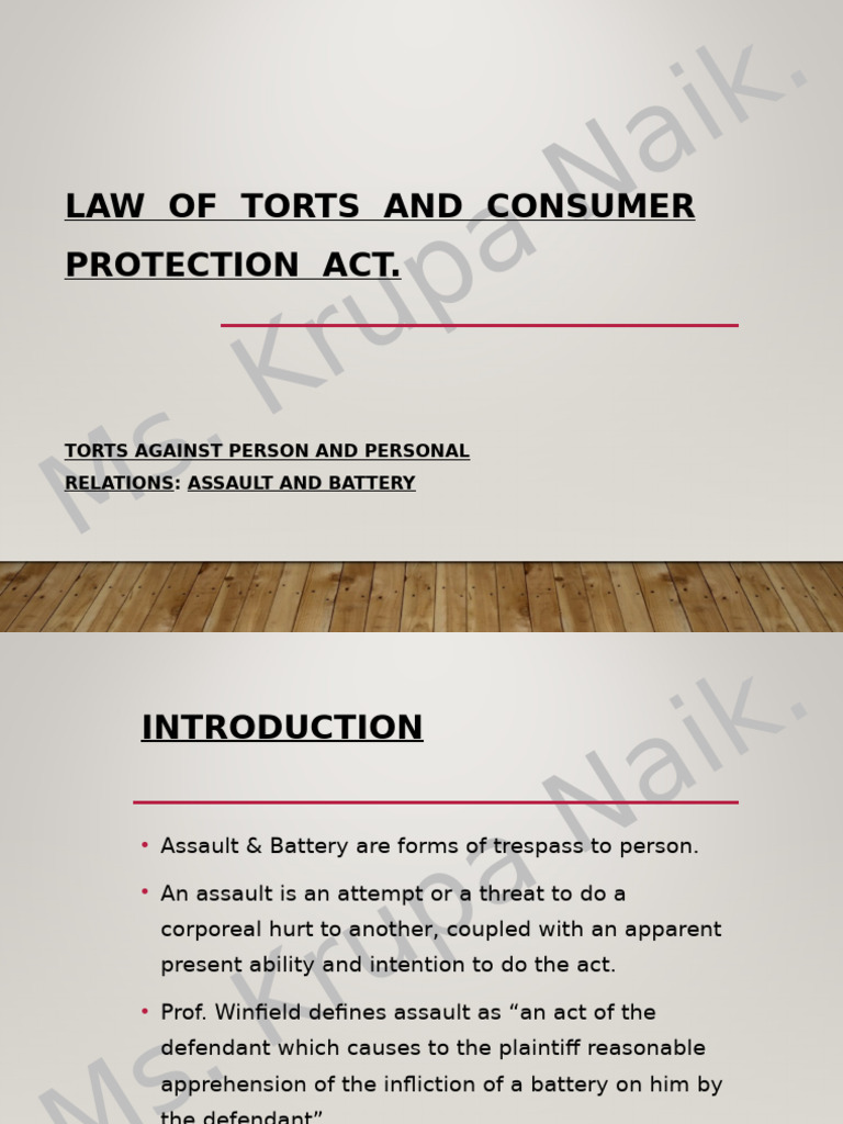 Assault - Battery Torts | PDF | Assault | Trespass