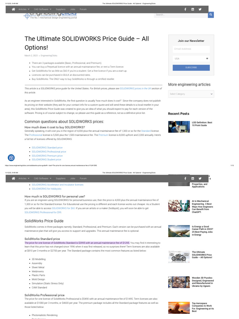 The Ultimate SOLIDWORKS Price Guide - All Options! - EngineeringClicks ...