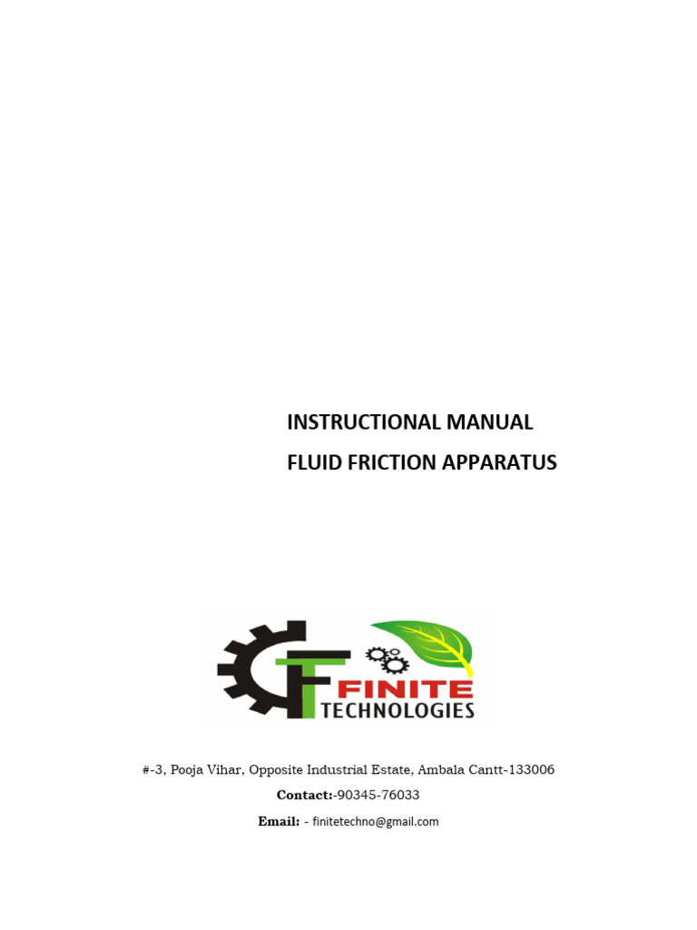 Fluid Friction Measurement Manual | PDF | Reynolds Number | Fluid Dynamics