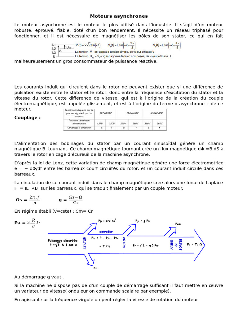 Moteurs Asynchrones : Fonctionnement et Commande | PDF ...