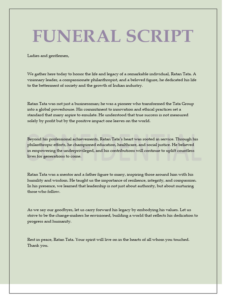 Funeral Script | PDF