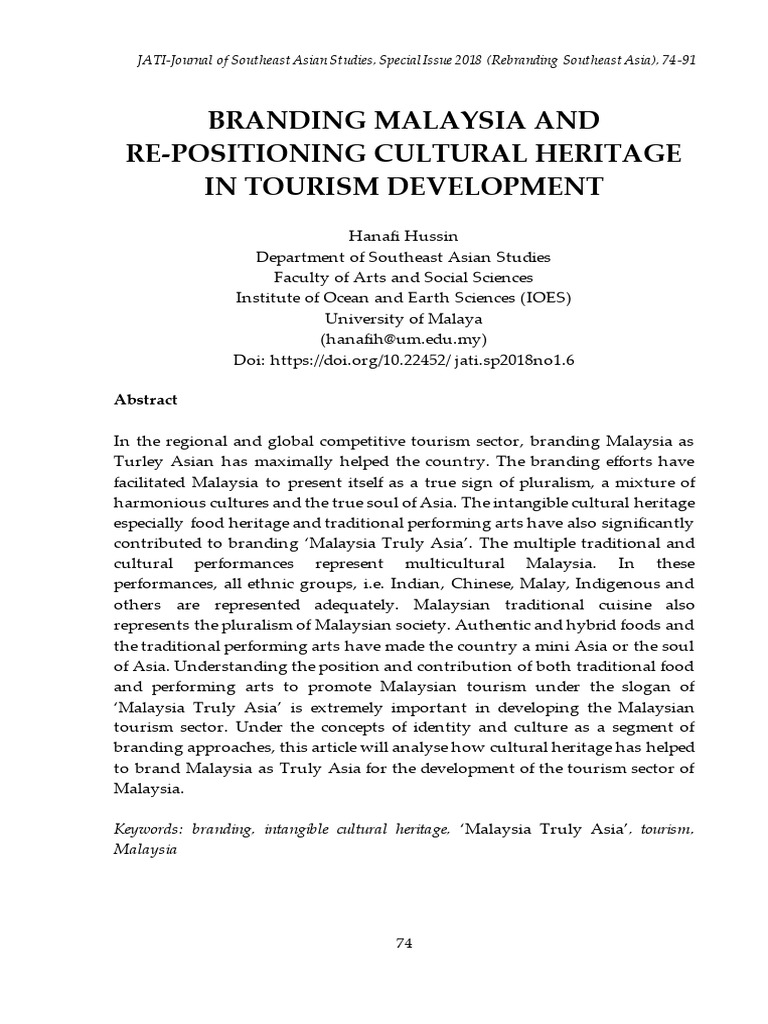 Branding Malaysia and Re Positioning Cul | PDF | Malaysia | Tourism