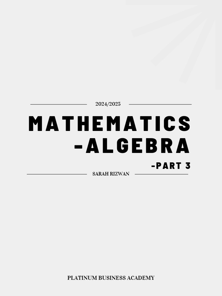 Algebra: Quadratic Equations Guide | PDF
