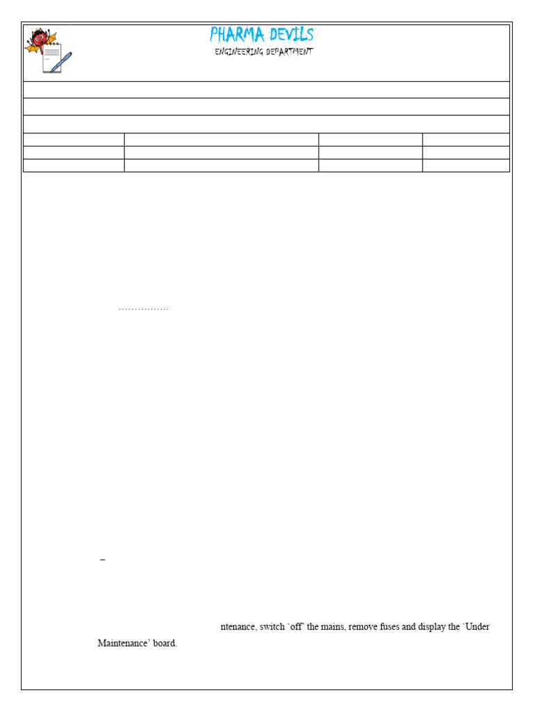 SOP For Preventive Maintenance of Reverse Osmosis Plant | PDF