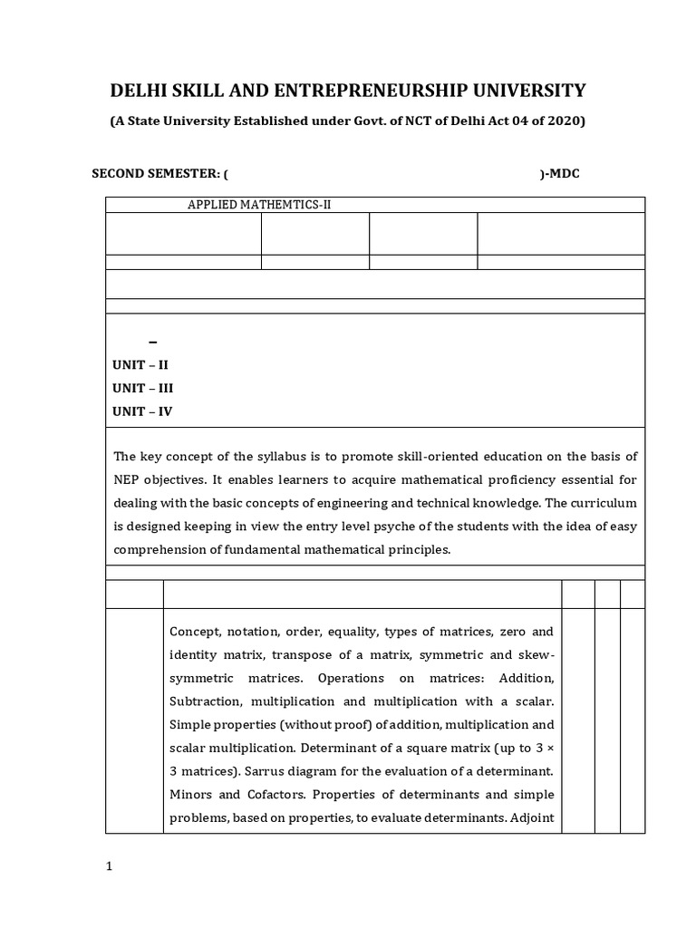 FTD AM-II Sem-II ALL Engg. | PDF | Matrix (Mathematics) | Determinant