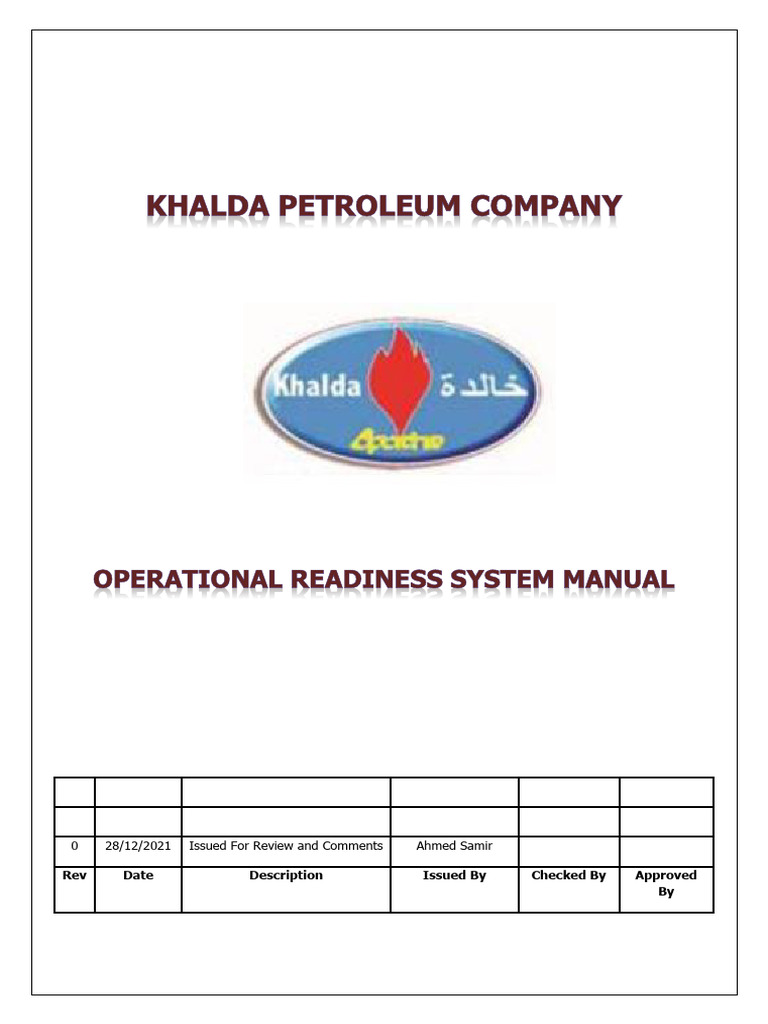 Operational Readiness Manual Rev.0 | PDF | Risk | Safety