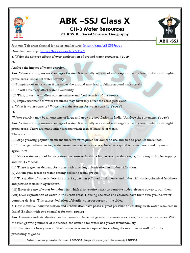 CH - 3 Water Resources | PDF | Water | Water Scarcity