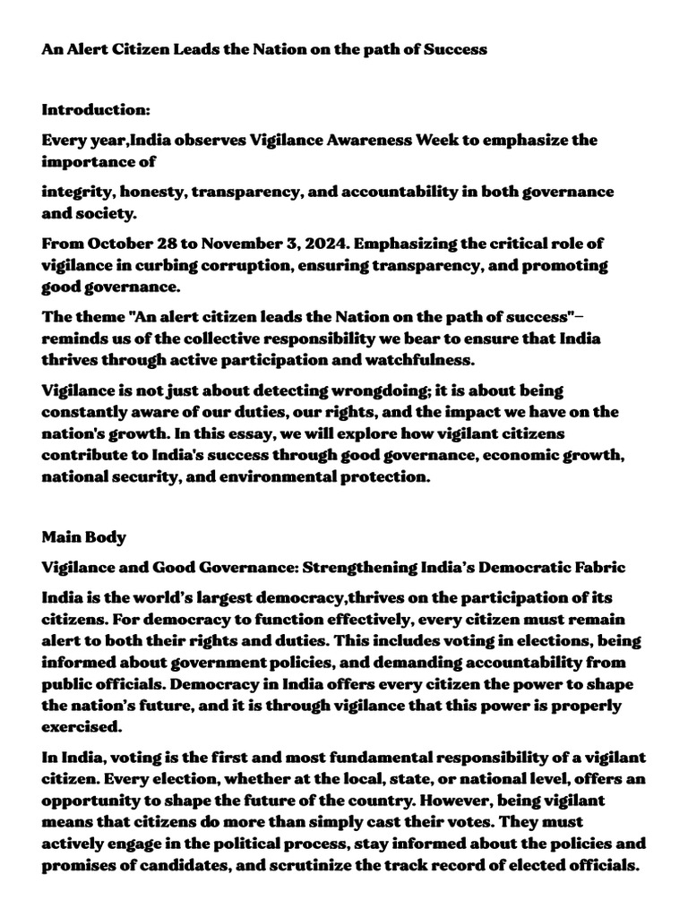 An Alert Citizen Leads The Nation On The Path of Success | PDF