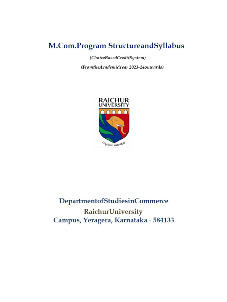 MCom PG Rur Syllabus | PDF | International Financial Reporting ...