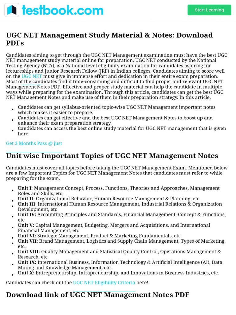 UGC NET Management Study Material & Notes - Download PDFs | PDF