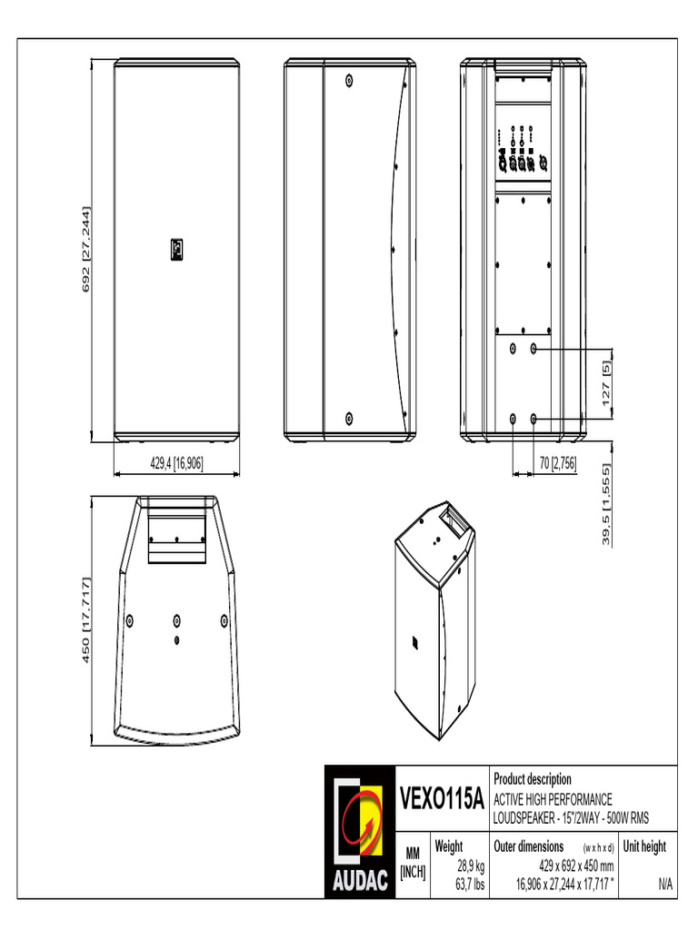 AUDAC-VEXO115A-Technical Drawing | PDF