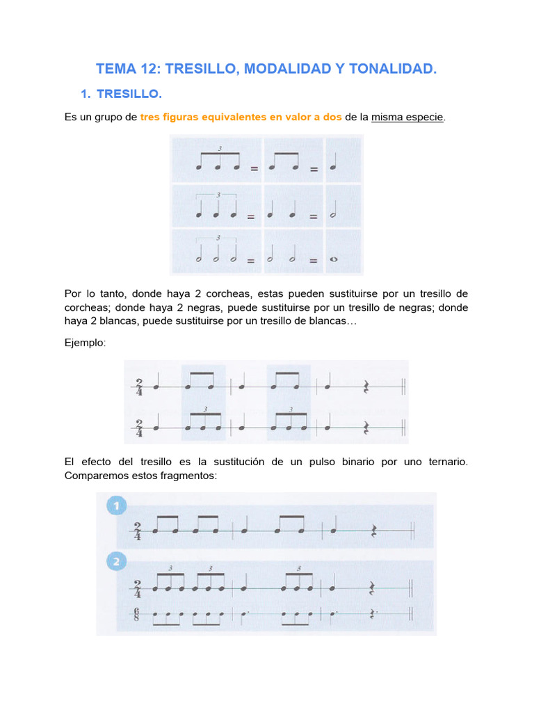 Tresillo, Modalidad y Tonalidad Musical | PDF