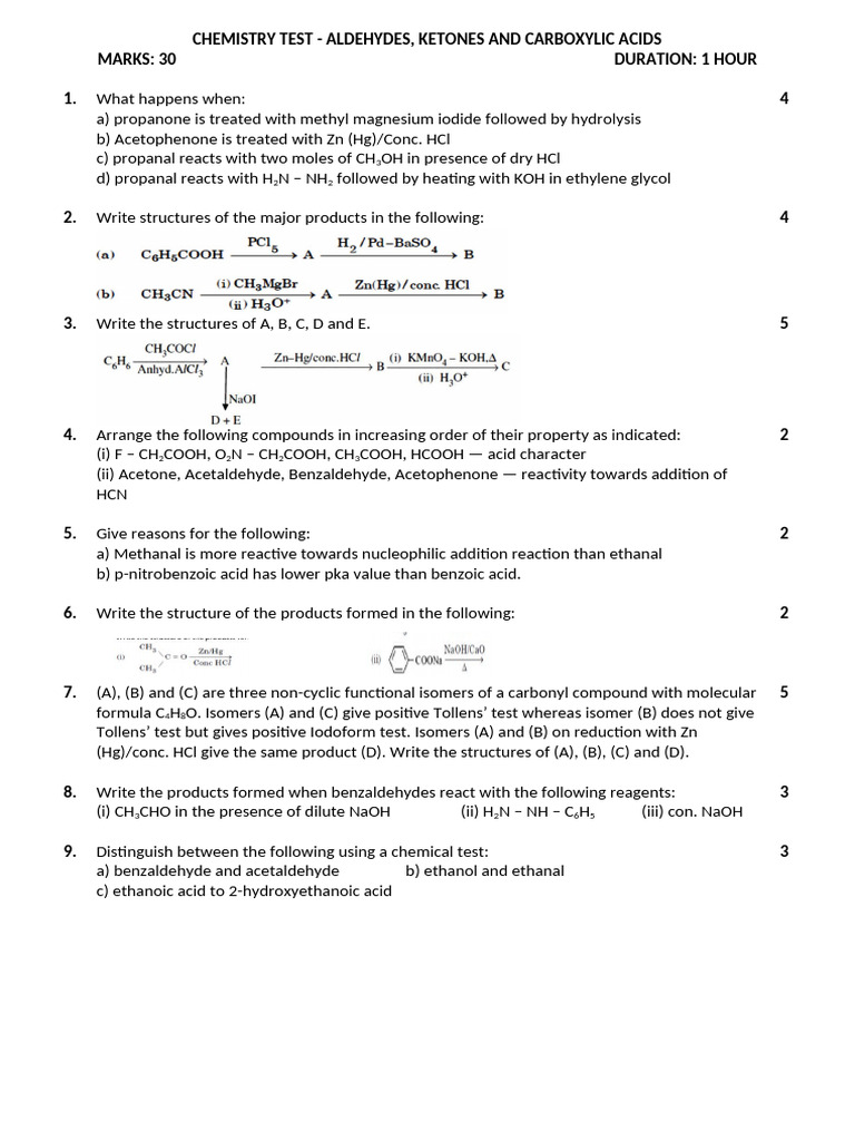 CHAPTER TEST A - 30 MARKS | PDF