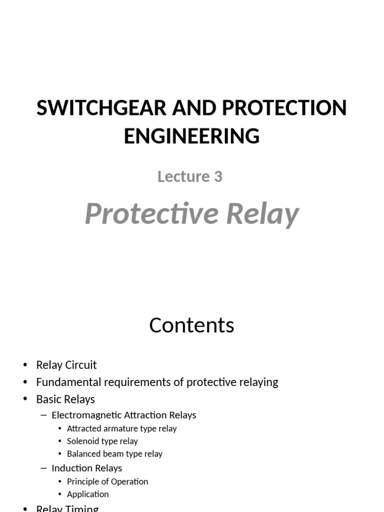 Lecture3 Protective Relay | PDF | Relay | Electrodynamics