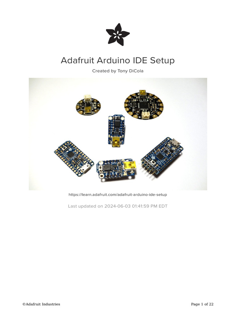 Adafruit Arduino Ide Setup Pdf Installation Computer Programs Arduino