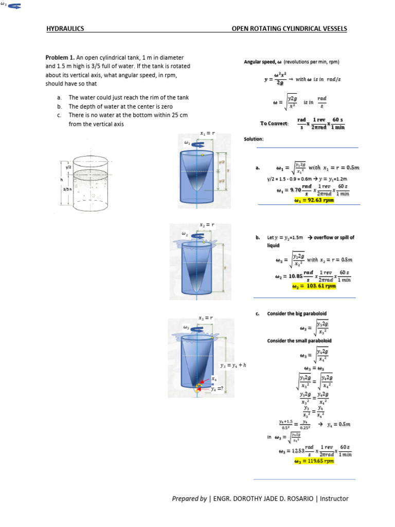 Rotating Open Vessels - Sample Problems | PDF | Rotation | Euclidean Geometry