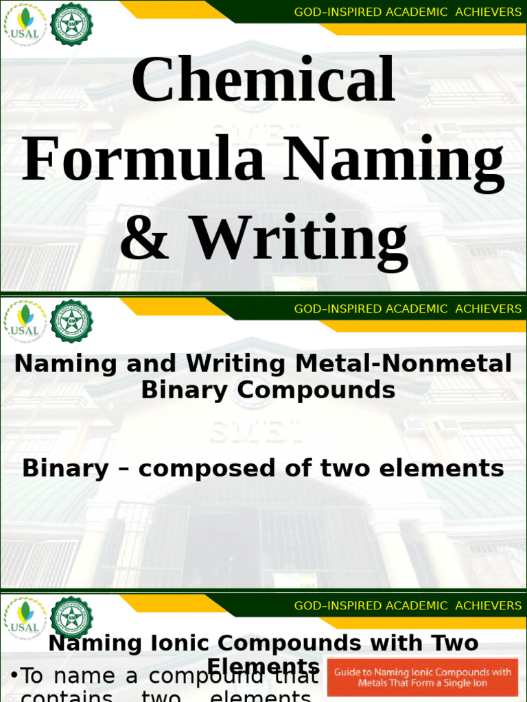 Chemical Formula Naming and Writing | PDF | Ion | Chloride
