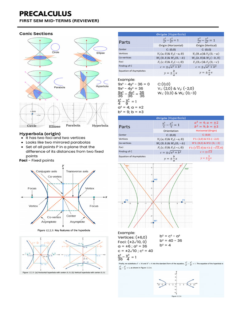Pre Cal 1st Sem (Mid-Terms) | PDF | Ellipse | Analytic Geometry