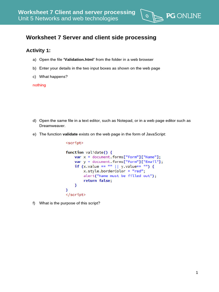 Networks Worksheet 7 Client-server and peer-to-peer | PDF | World Wide ...