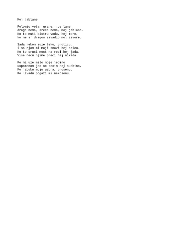 Marinko Rokvic - Moj Jablane | PDF