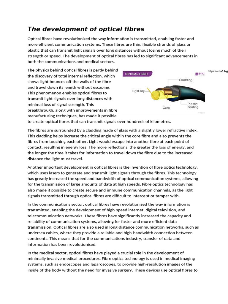 The development of optical fibres-500 word report | PDF | Optical Fiber ...