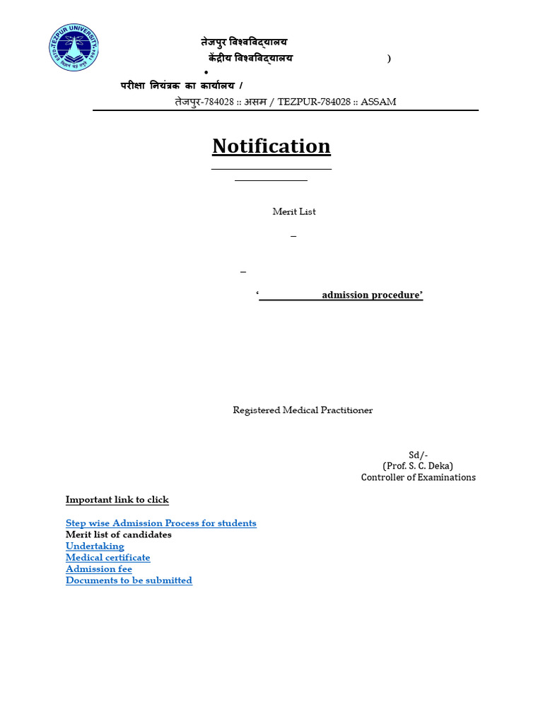 Adm Notice Ug MTL | PDF