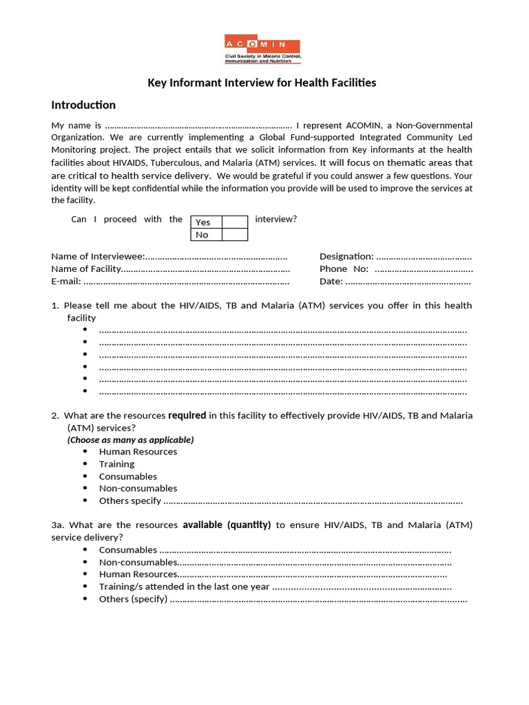 ACOMIN GC7 KII AT HEALTH FACILITY | PDF | Health Care | Public Health