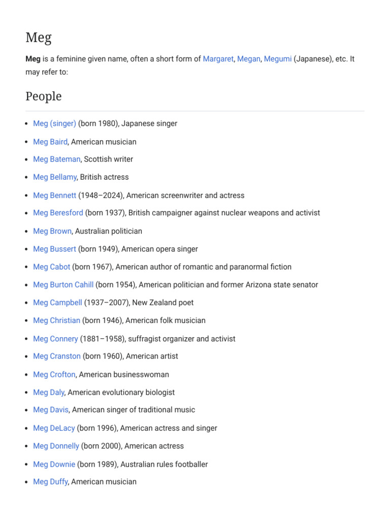 Meg - Wikipedia | PDF