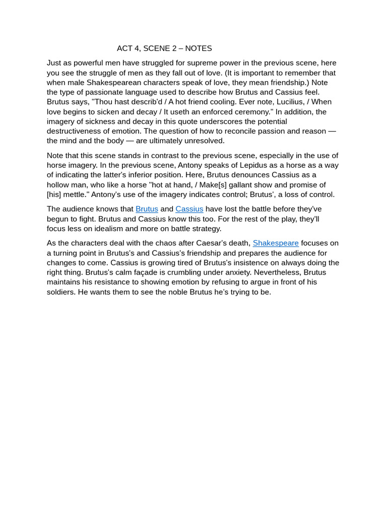 Brutus and Cassius: Friendship's Decline | PDF