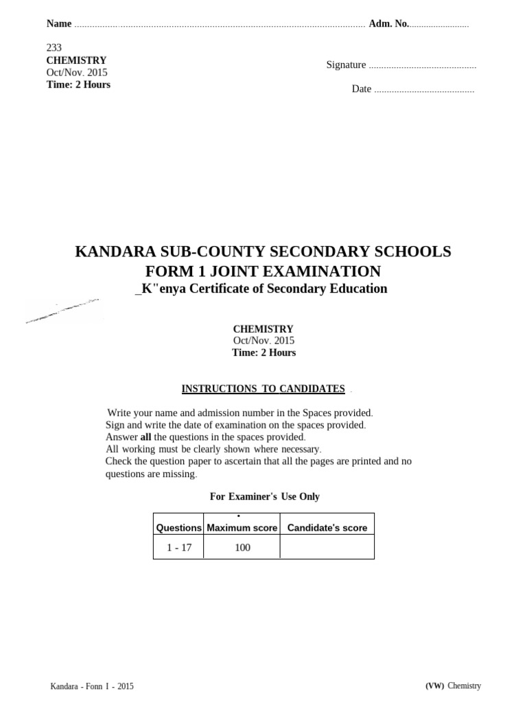 Form1 Chem Paper (2) | PDF | Acid | Distillation