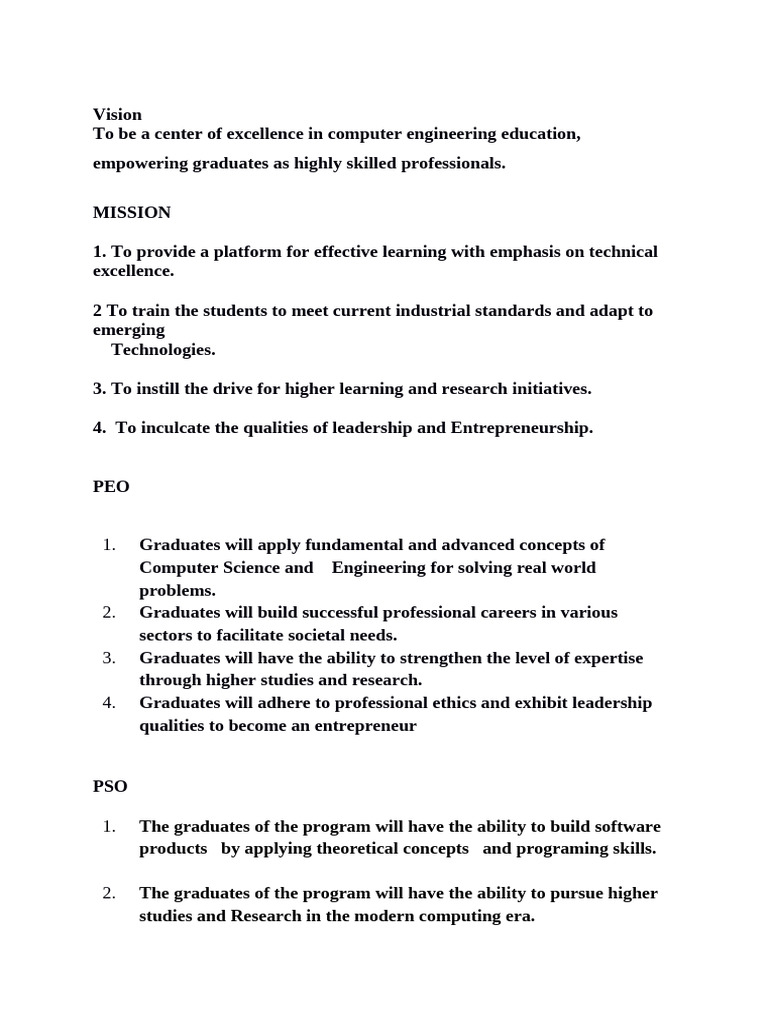 Vision Mision For Printout | PDF