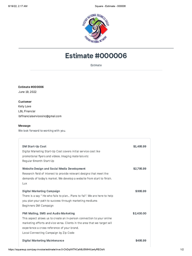 Kelly Square - Estimate - 000006 | PDF | Strategic Management | Entertainment