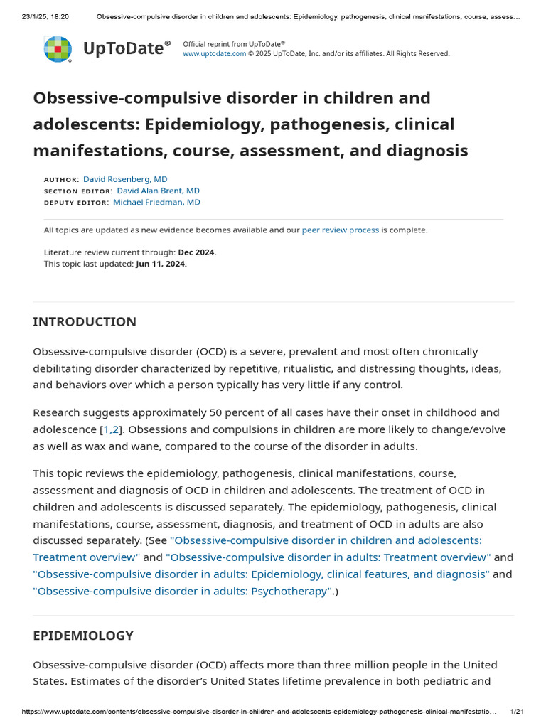 Obsessive-compulsive disorder in children and adolescents_ Epidemiology ...