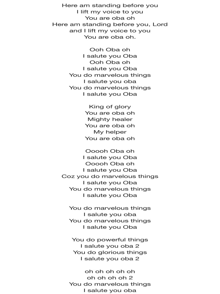 Hope Levi - Oba Oh! Lyrics | PDF