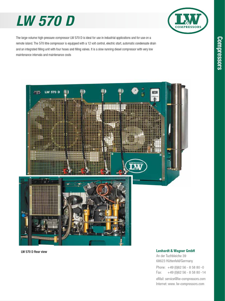 LW 570 D High-Pressure Compressor Specs | PDF | Diesel Engine | Valve