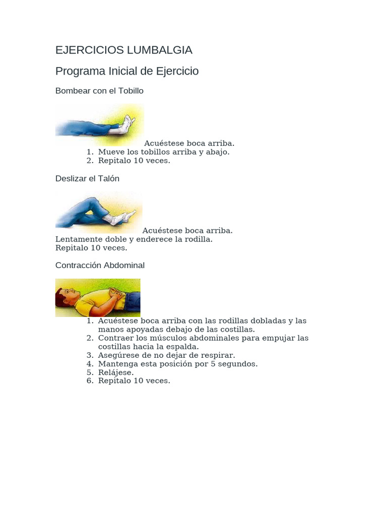 Ejercicios Lumbalgia | PDF | Rodilla | Anatomía humana