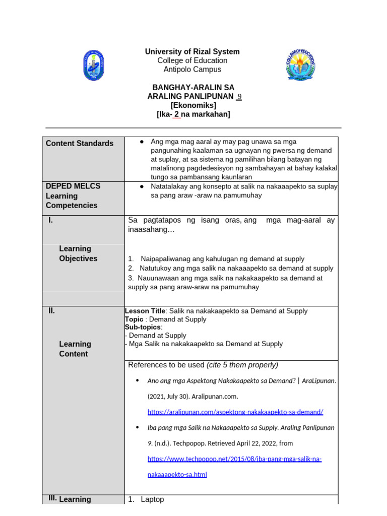 Lesson Plan Demand | PDF