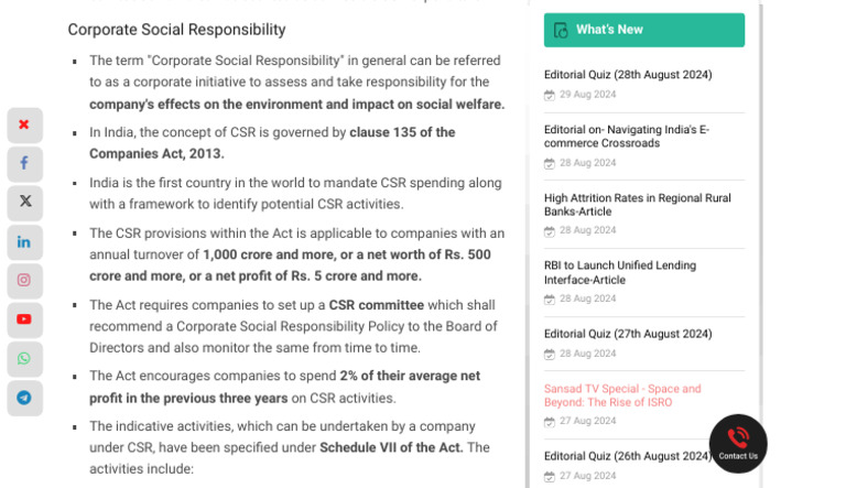 Corporate Social Responsibility (CSR) Expenditure | PDF | Corporate ...