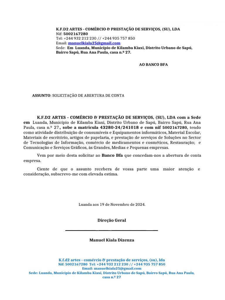 Solicitação de Abertura de Conta Empresarial | PDF