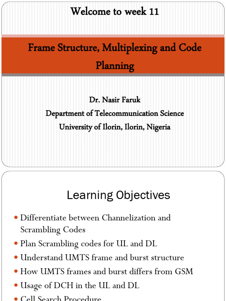 Week 11 - Frame Structure, Multiplexing and Code Planning | PDF ...