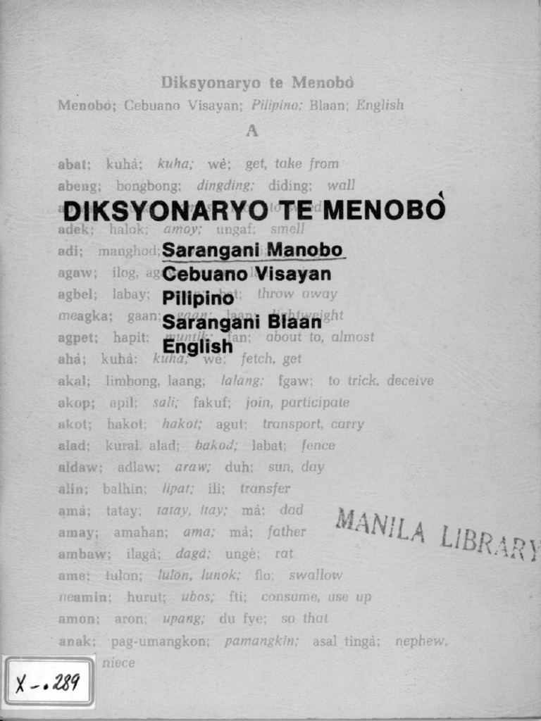 Mbs Diksyonaryo Te Menobo 1978 | PDF