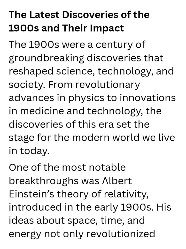 Major Discoveries of the 1900s | PDF
