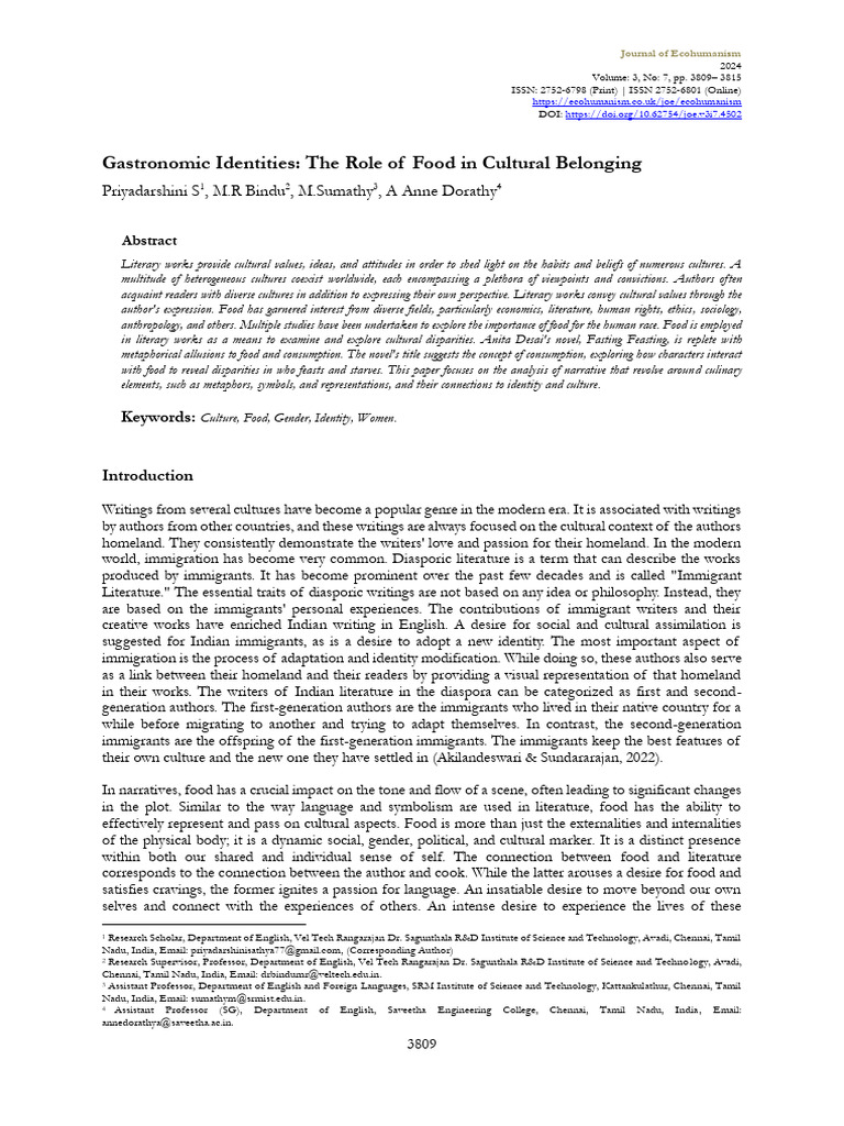 Food's Role in Cultural Identity | PDF | Narrative | Immigration