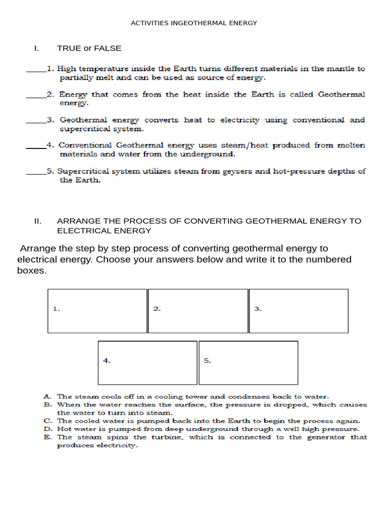 Geothermal Energy Activities Guide | PDF