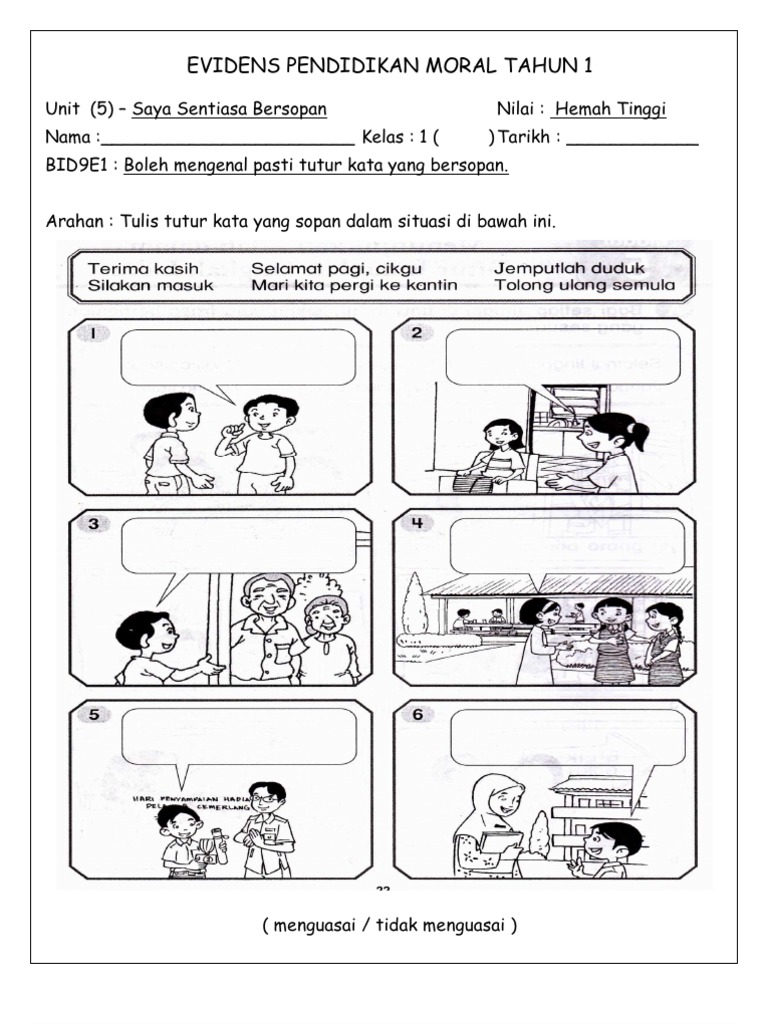 Evidens Pendidikan Moral Tahun 1 Hemahtinggi | PDF