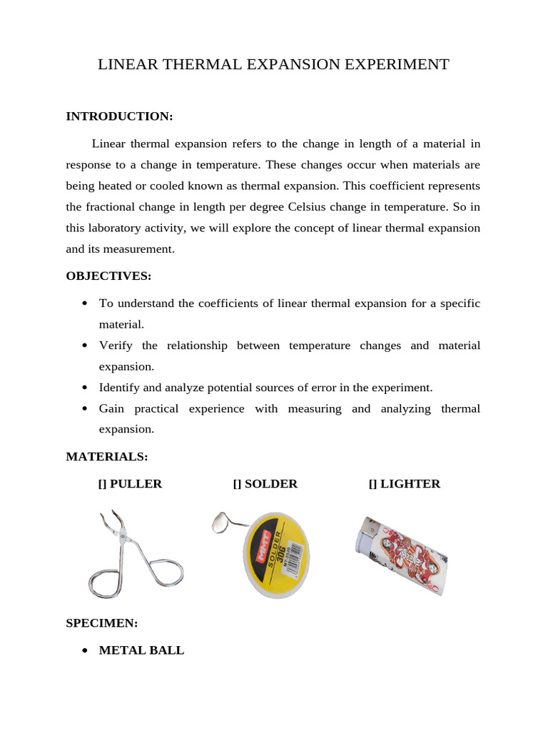 Linear Thermal Expansion Experiment | PDF | Thermal Expansion | Temperature